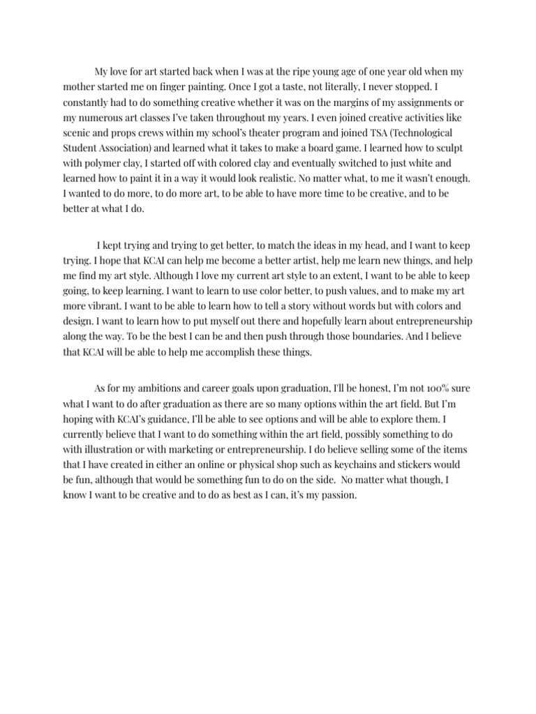 My Artistic Journey and Future Goals | PDF