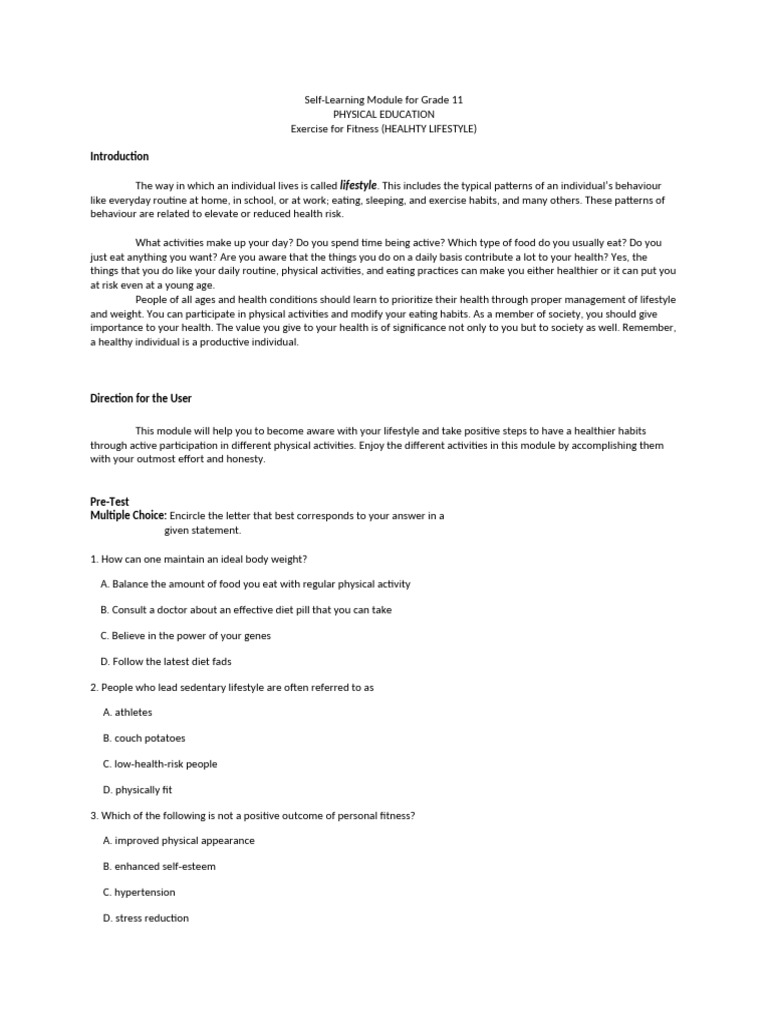 Self Learning Module P e 11 | PDF | Eating Disorder | Obesity