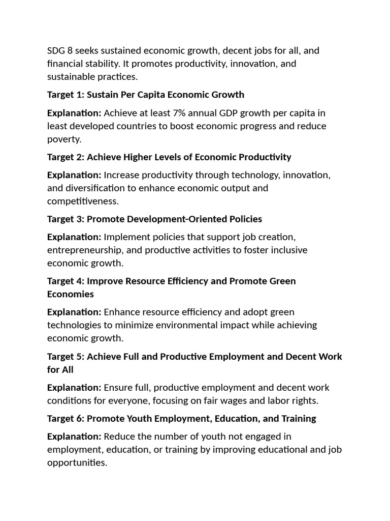 Sustainable Economic Growth Goals | PDF | Economies | Economic Development