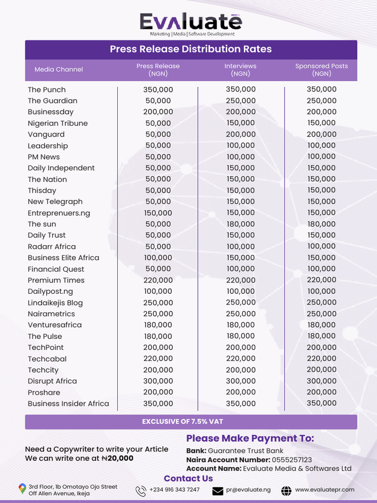 Updated Rate Card | PDF | Nigeria | Journalism