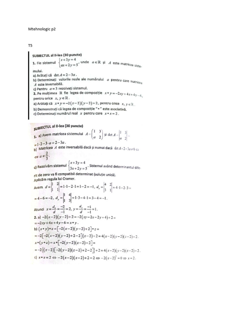 Bac Mate Mtehnologic p2 t1 20 | PDF