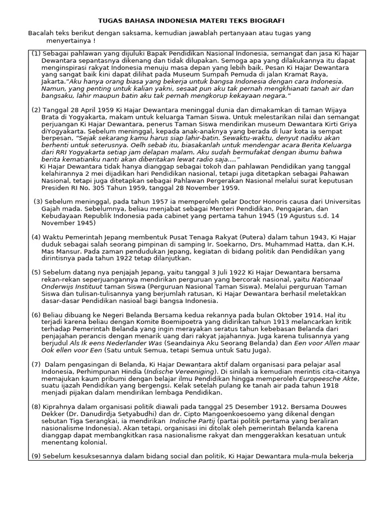 TUGAS BIN MATERI BIOGRAFI - Salin | PDF