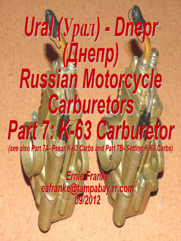 K-63 Carburetor Overview for Urals & Dneprs | PDF | Throttle | Carburetor