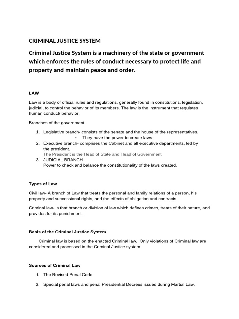 CRIMINAL JUSTICE SYSTEM Introduction | PDF | Ex Post Facto Law | Crime ...