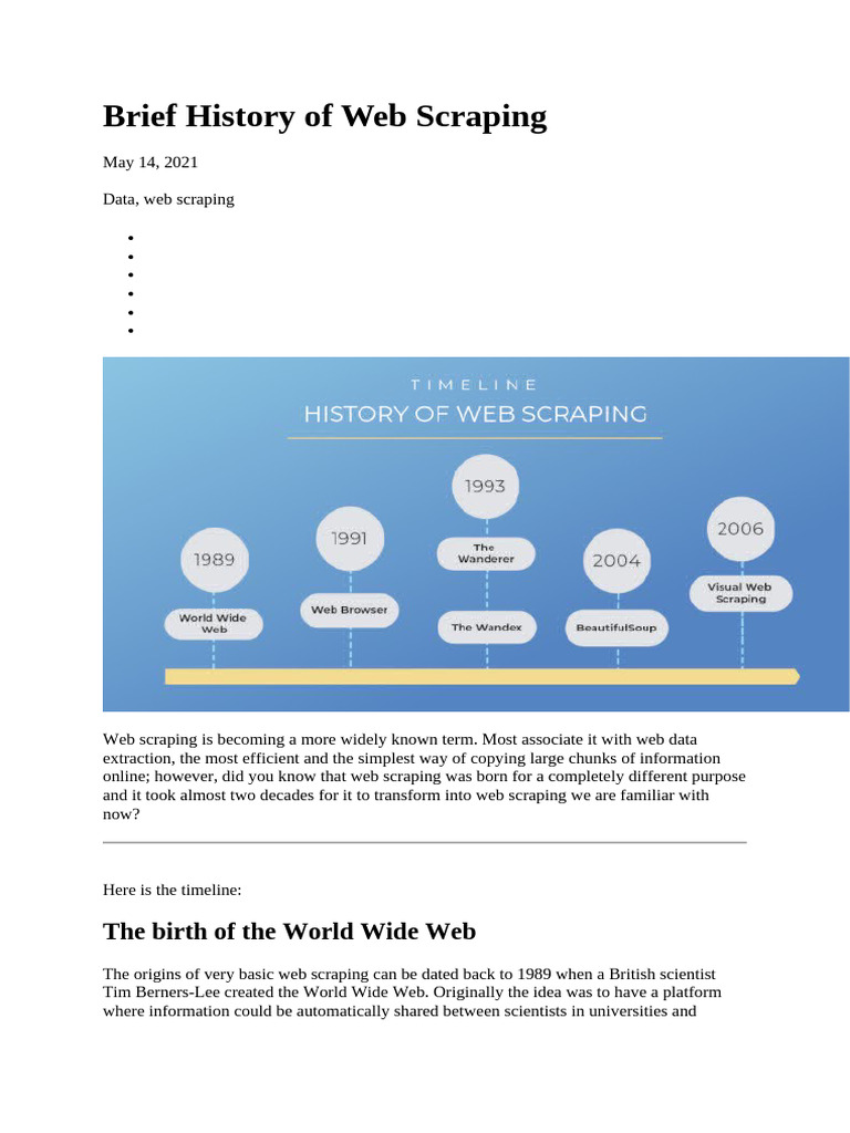 Brief History of Web Scraping | PDF | World Wide Web | Internet & Web