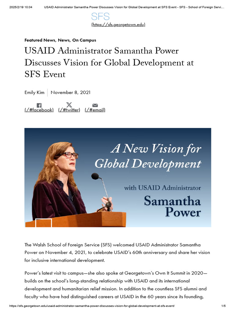 USAID Administrator Samantha Power Discusses Vision For Global ...