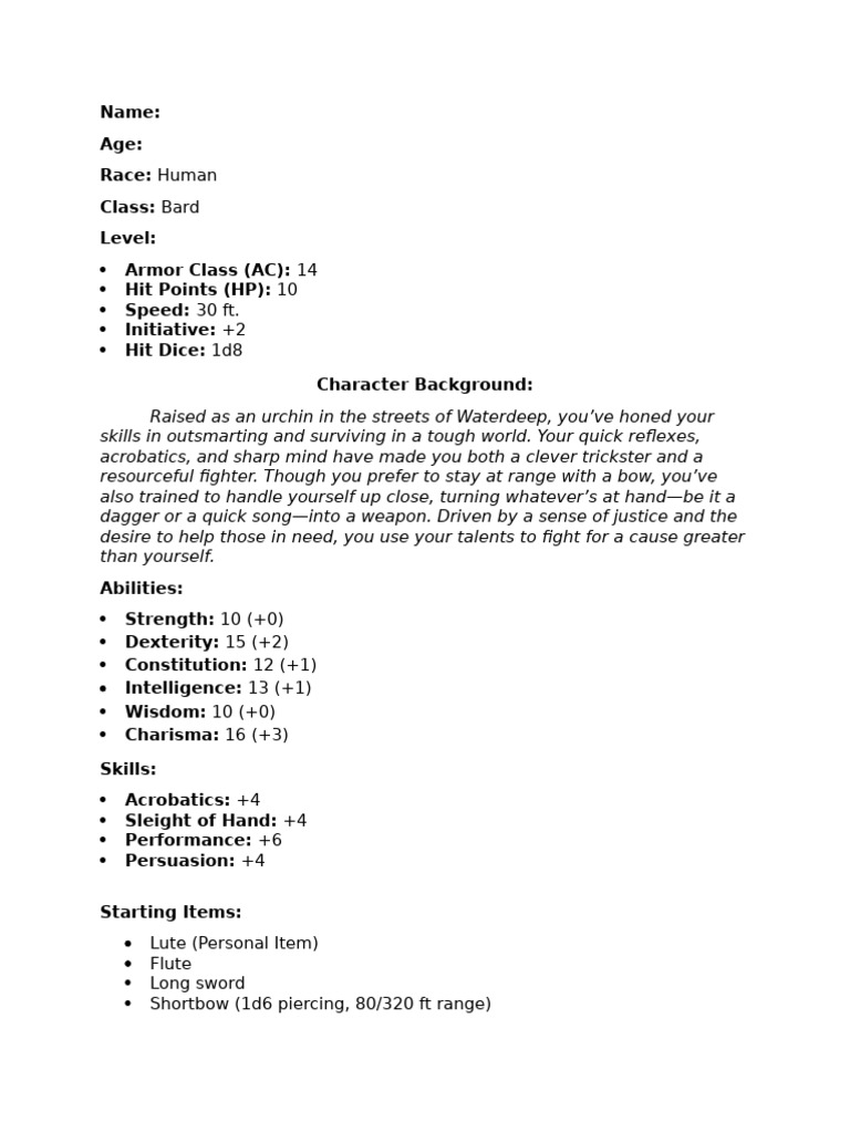 Character Sheets | PDF