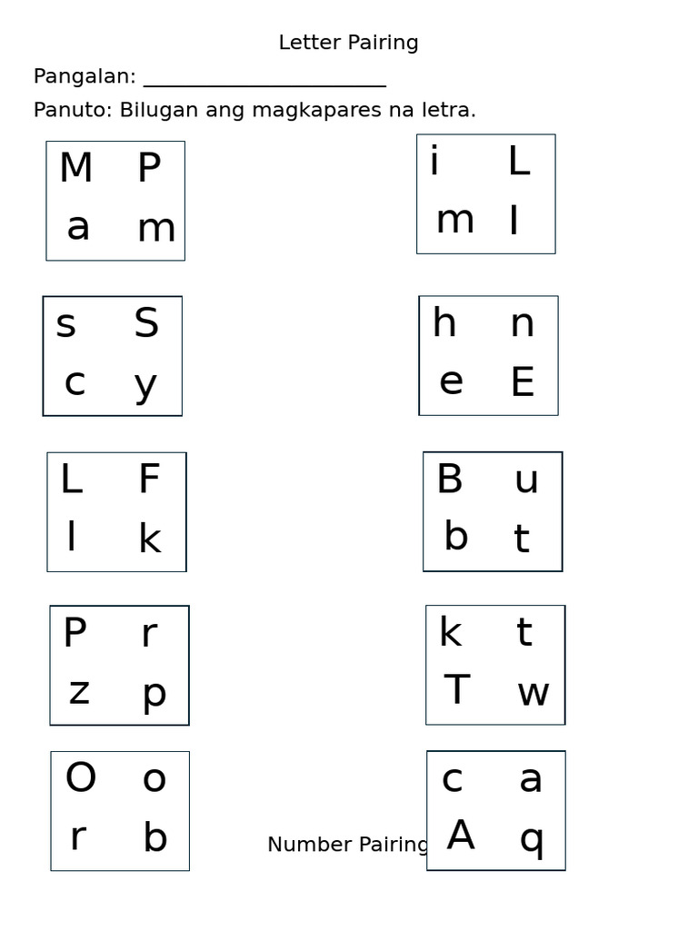 Letter Pairing Number Pairing Collage Activities For January | PDF