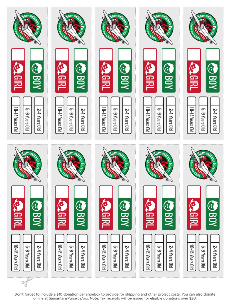 2020 OCC Shoebox Gender Labels | PDF