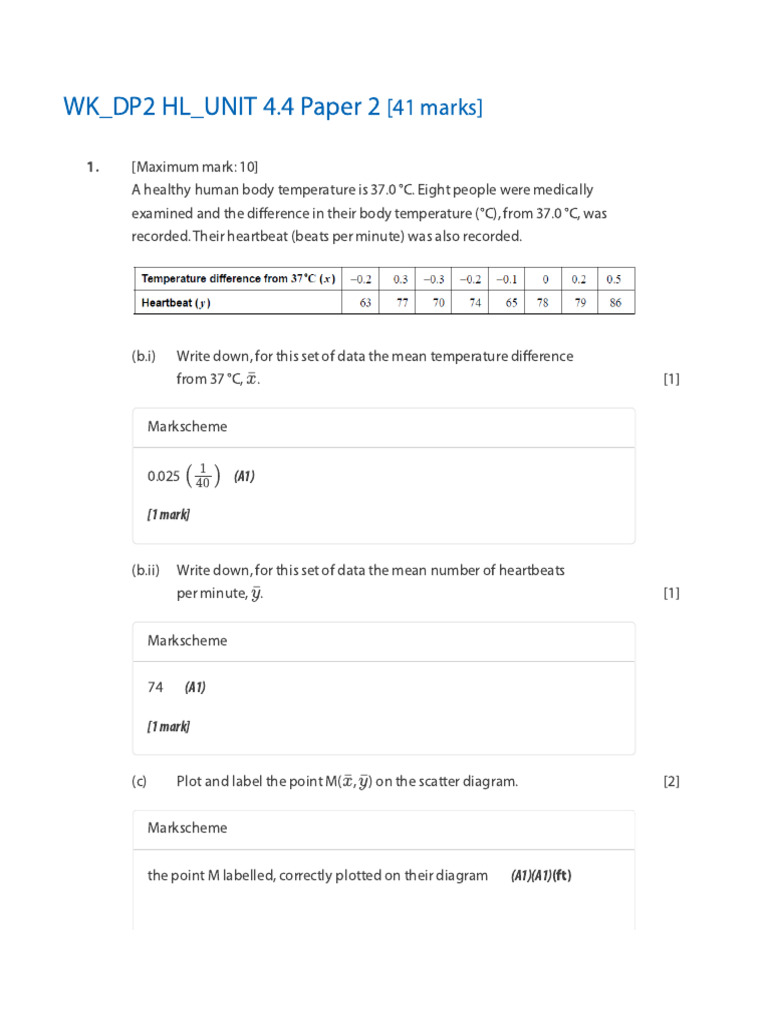 MS - WK - DP2 HL - UNIT 4.4 Paper 2 | PDF | Causality | Regression Analysis