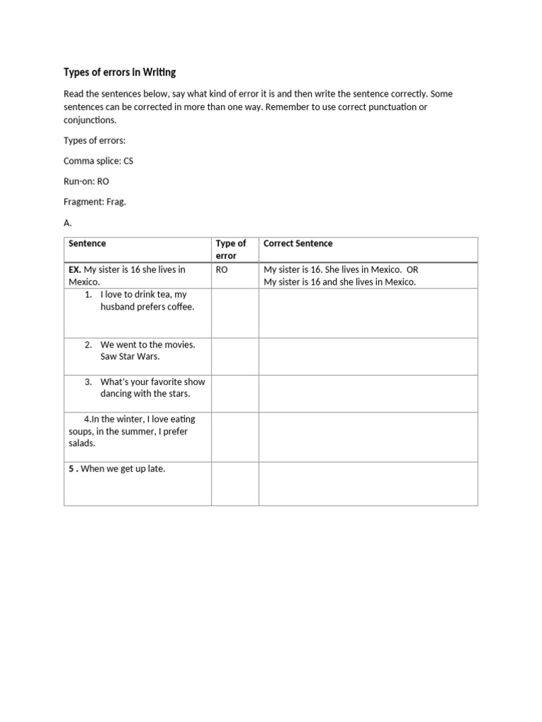 Types of Errors in Writing (9) | PDF