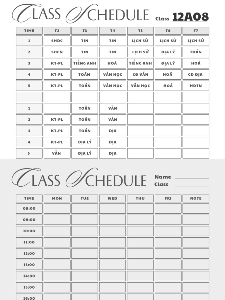 White Grey Minimalist Simple Weekly Class Schedule.pdf | PDF