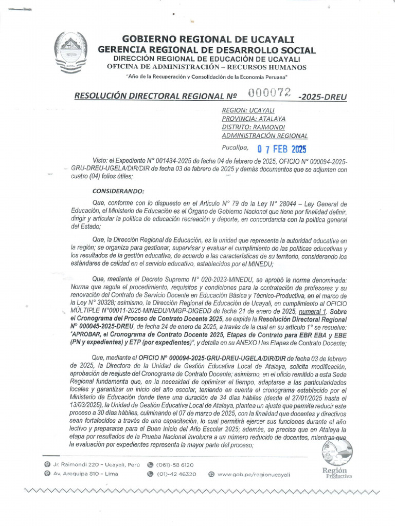 RDR N°000072-2025-DREU | PDF