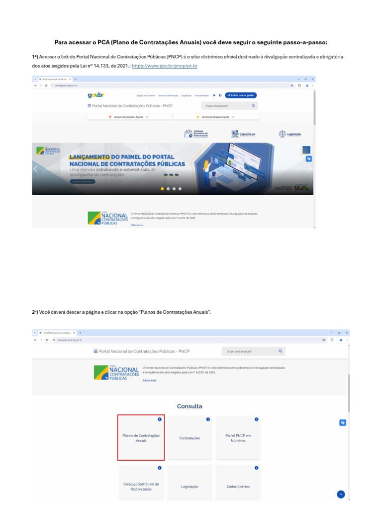 TUTORIAL PARA ACESSAR O PCA -2024_1 | PDF