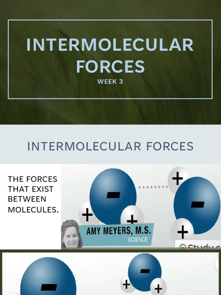 Week 3 INTERMOLECULAR FORCE | PDF