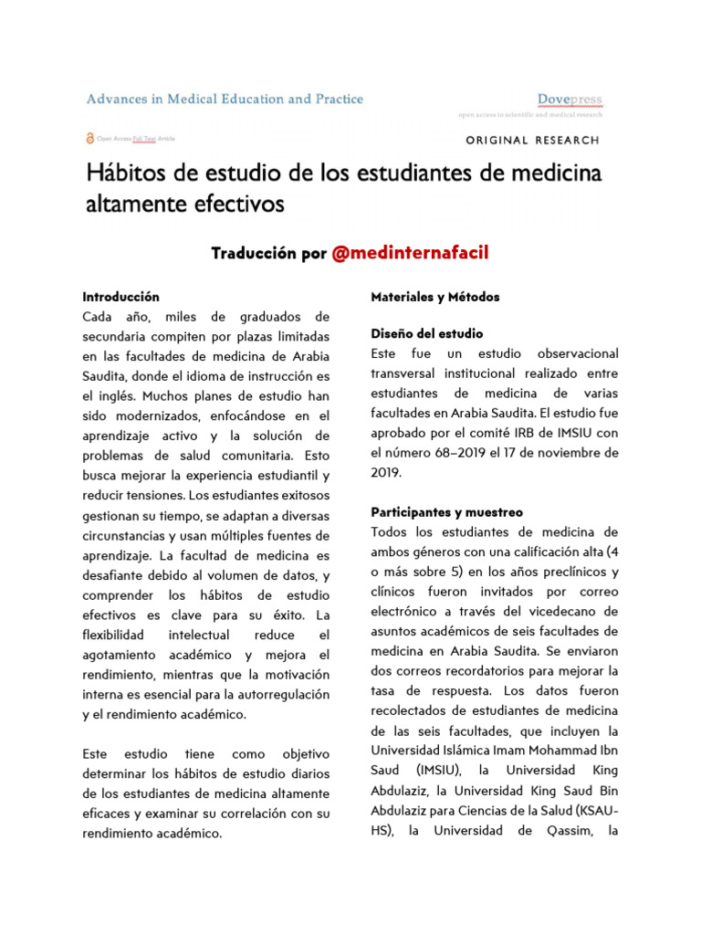 10 hábitos de estudio EXITOSOS ARTÍCULO | PDF | Alfa de Cronbach