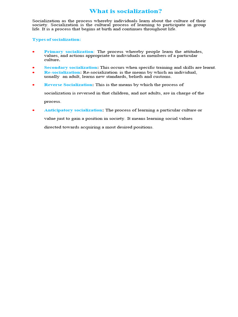 What Is Socialization CULTURE Nature Vs Nurture HANDOUT | PDF ...