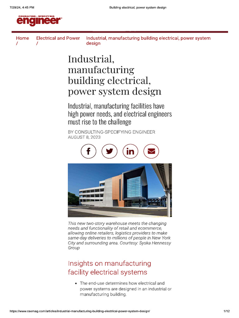 Building Electrical Power System Design | PDF