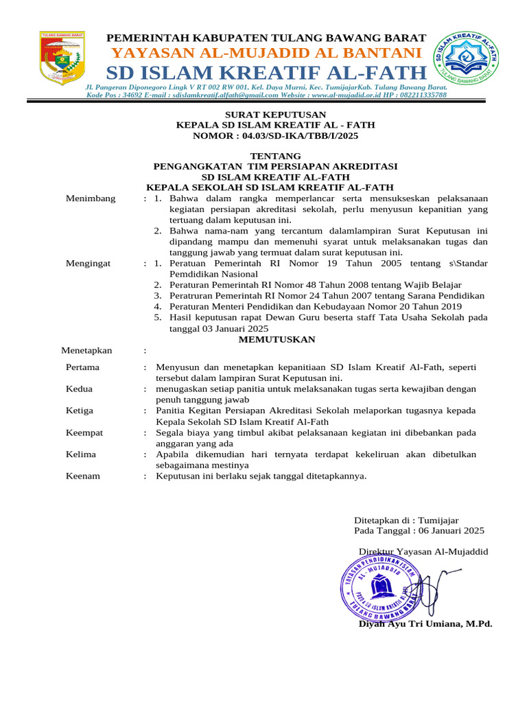 SK Tim Akreditasi | PDF