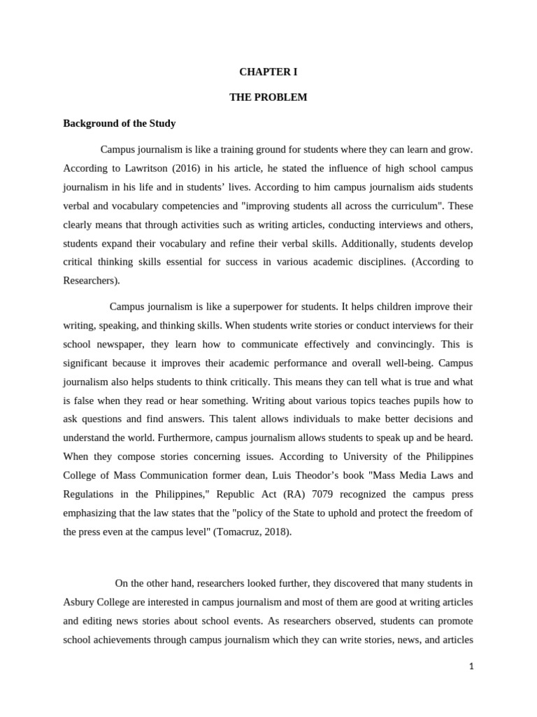 CHAPTER-1-Autosaved | PDF | Journalism | Mentorship