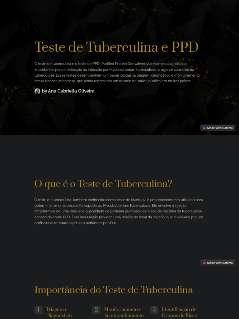 Resumo TestedeTuberculina e PPD | PDF | Mycobacterium tuberculosis ...