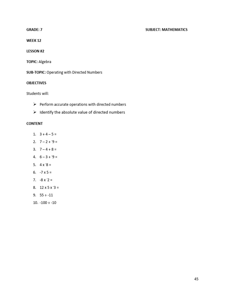 Grade 7 Mathematics Week 12 Lesson 2 | PDF