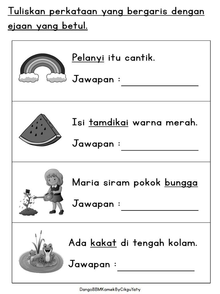 Latihan Ejaan dan Pemahaman BM Tadika | PDF