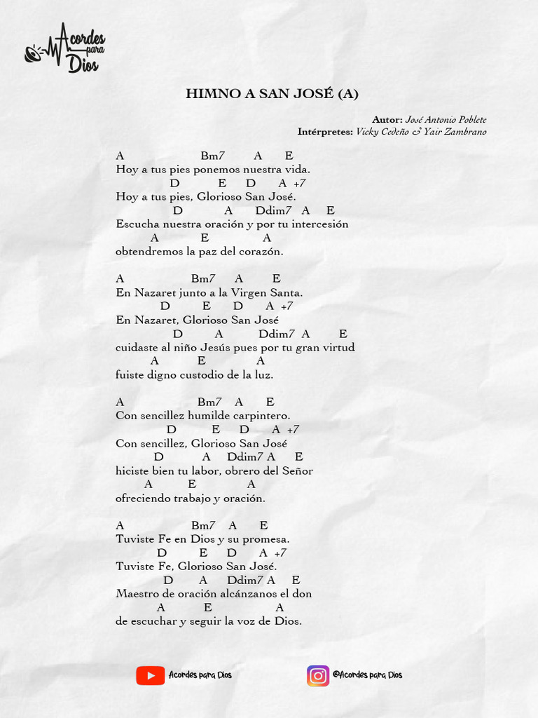 Himno a San José: Letra y Acordes | PDF