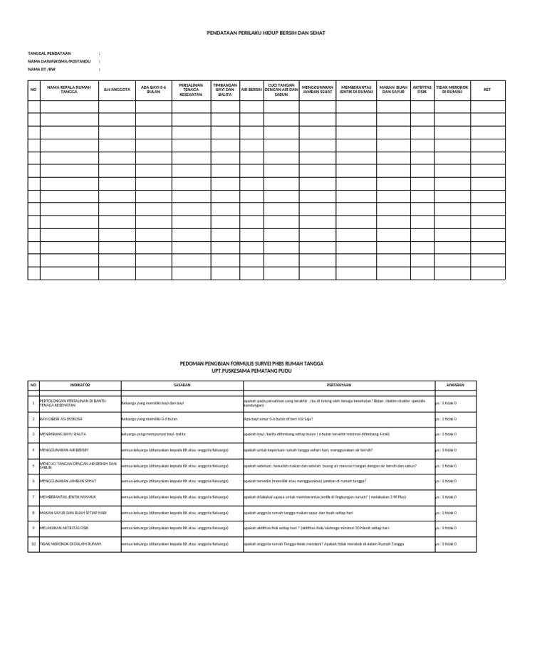 PENDATAAN PHBS Baru | PDF