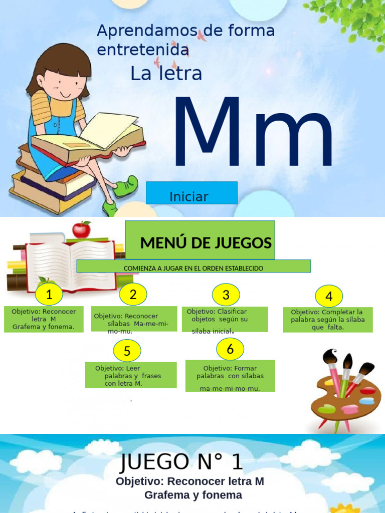 Aprender la letra M con juegos educativos | PDF | Escritura ...