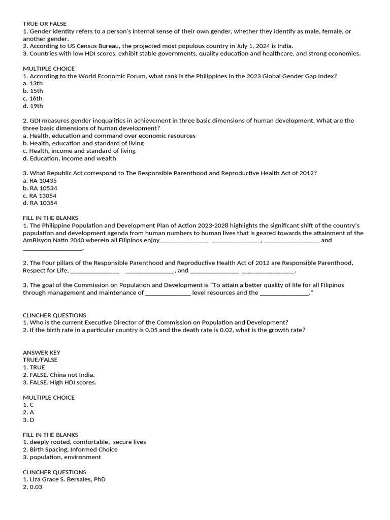 PopDev Quiz 2024 | PDF