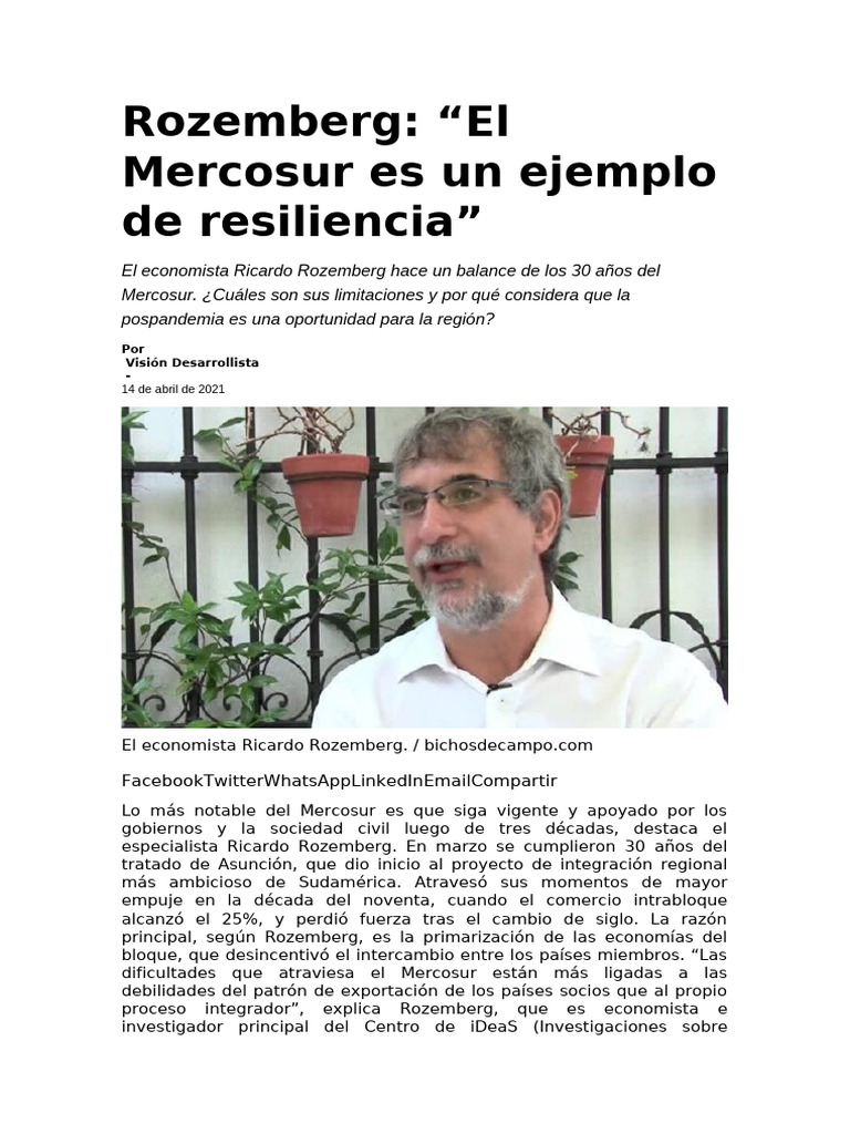 Mercosur: 30 años de resiliencia y retos | PDF | America latina | Comercio