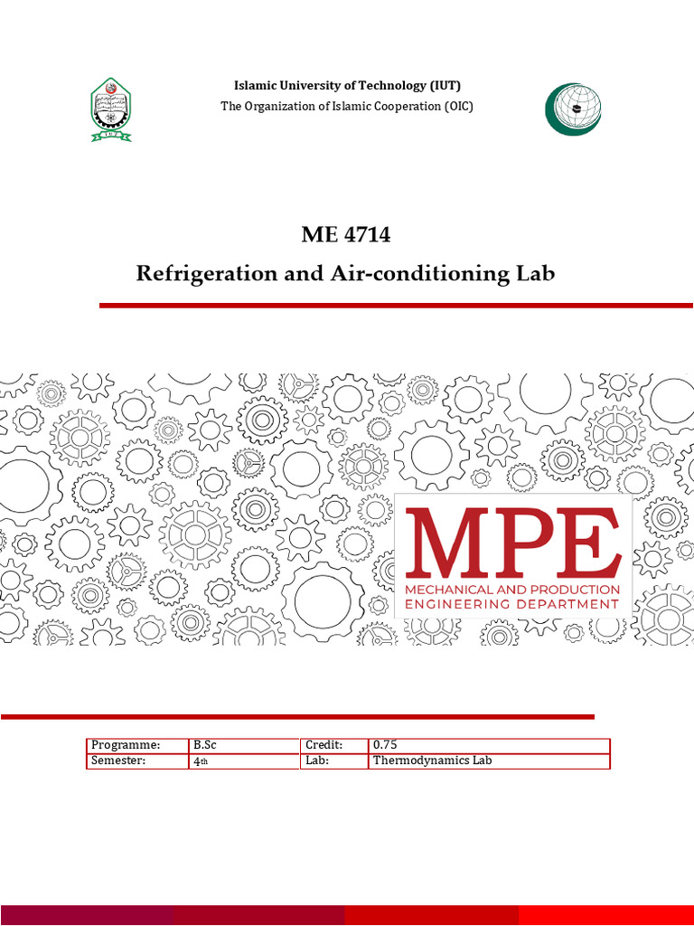 Lab Manual ME 4714 Exp 2-3 | PDF | Refrigeration | Air Conditioning