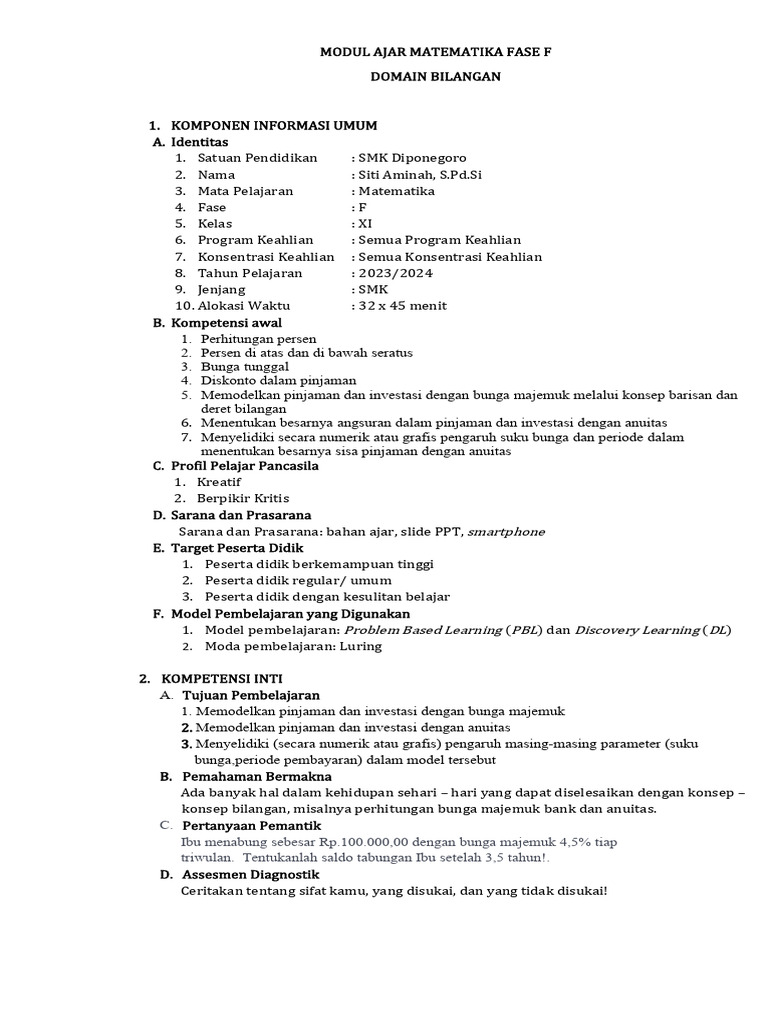 Modul Ajar Matematika Kelas Xi Ganjil Genap | PDF