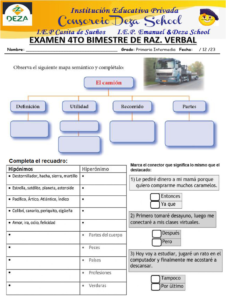 Exa Raz Verbal - Prim Inter - 4to Bim - 2023 | PDF