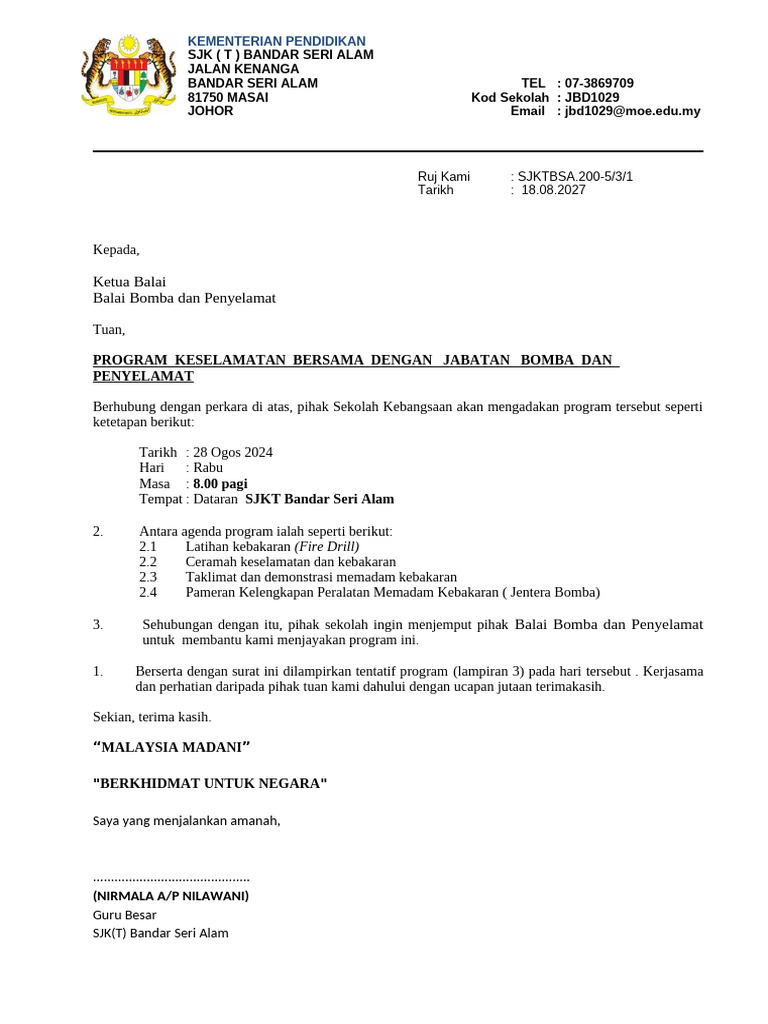 surat rasmi ke BOMBA | PDF