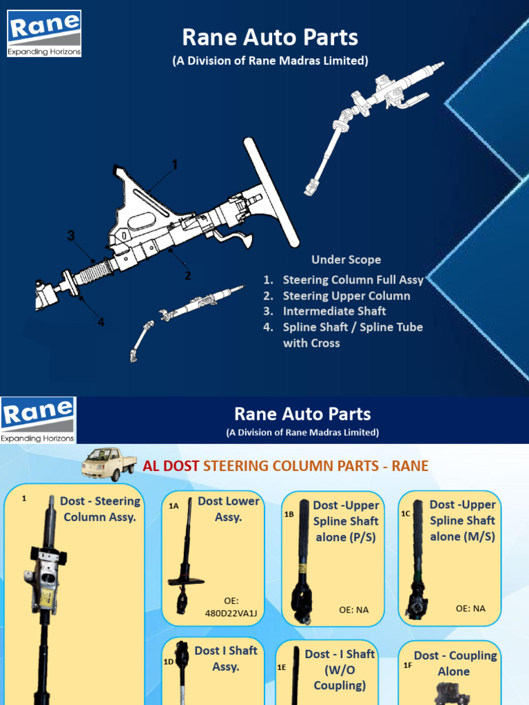 RAP Steering Coulmn Assy Catalogue | PDF | Automotive Technologies | Vehicle Technology