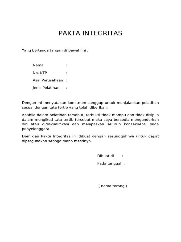 Contoh Pakta - Integritas | PDF