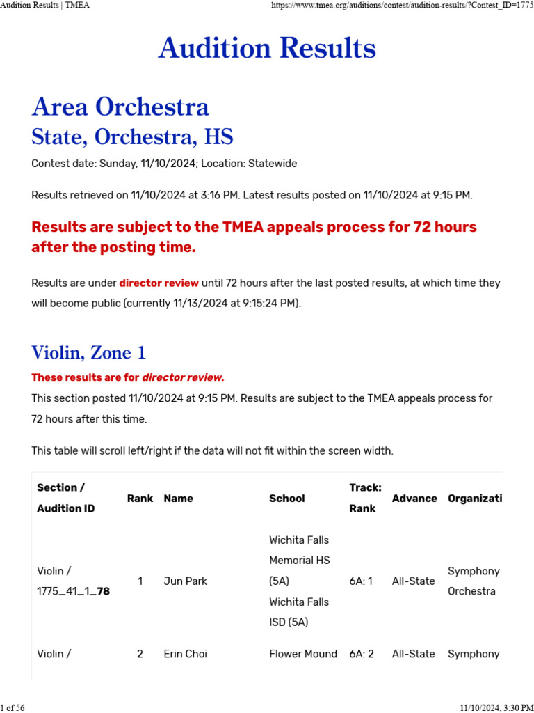 TMEA All-State Qualifiers For Orchestra | PDF | Orchestras | Classical ...