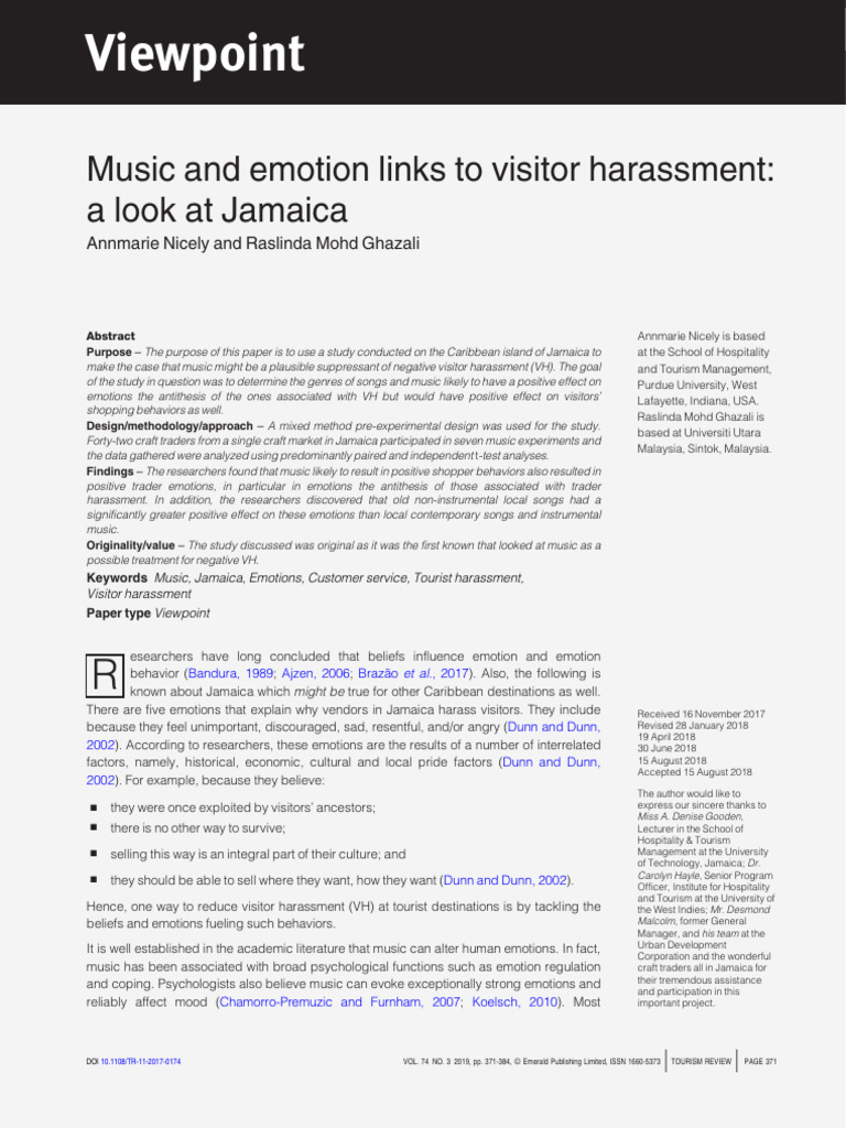 A. Nicely, R. M. Ghazali (2019) - Music and Emotion Links To Visitor ...