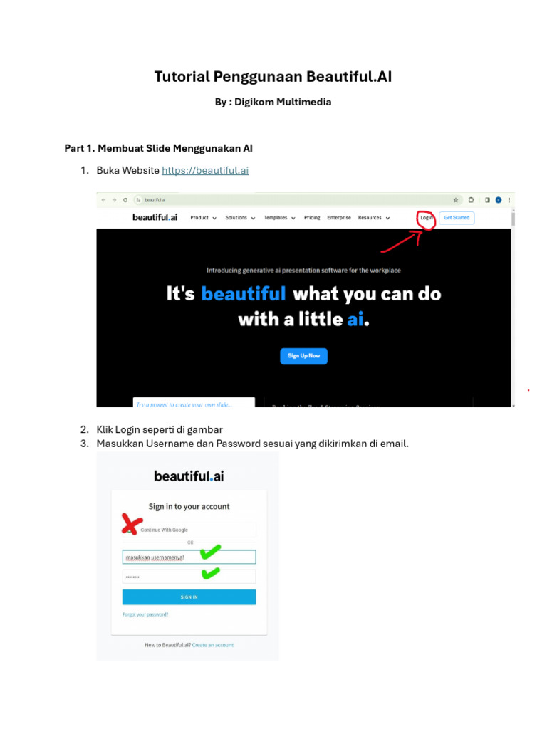 Tutorial Membuat Slide dengan Beautiful.AI | PDF