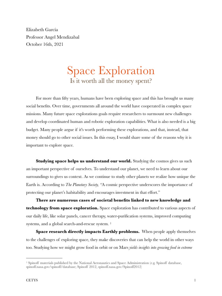 Benefits of Space Exploration Explained | PDF | Space Exploration | Nasa
