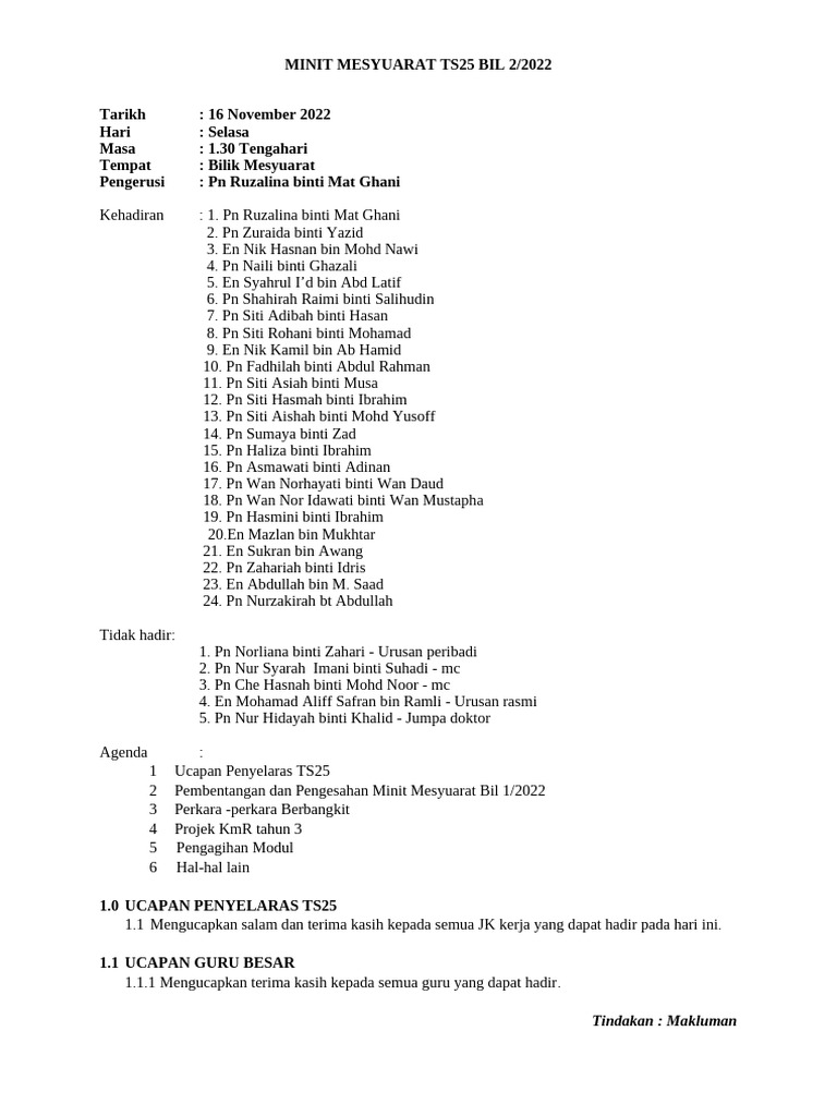 Minit Mesy Ts25 Bil 2 2022 | PDF