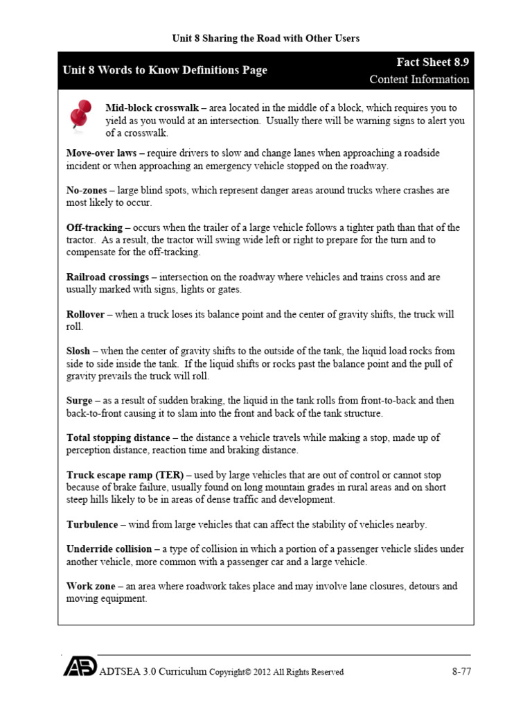 Unit 8 Words To Know Definitions Page | PDF | Traffic Collision ...