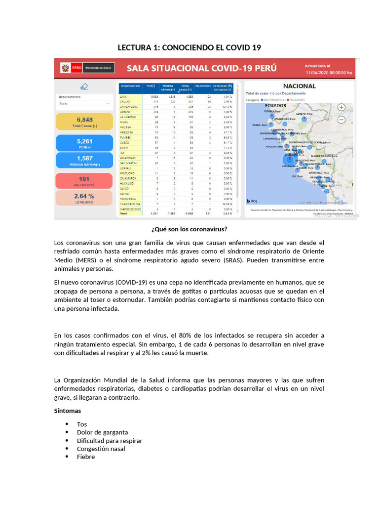 LECTURA Del Coronavirus | PDF | Salud pública | Enfermedades animales