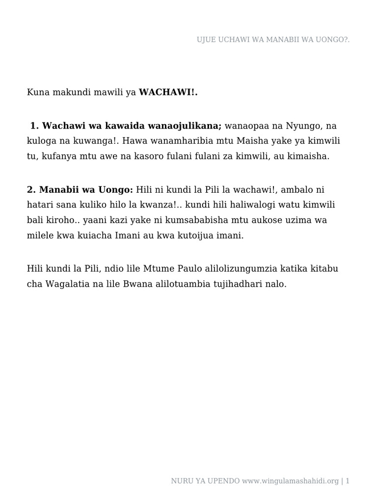 Ujue Uchawi Wa Manabii Wa Uongo - . | PDF