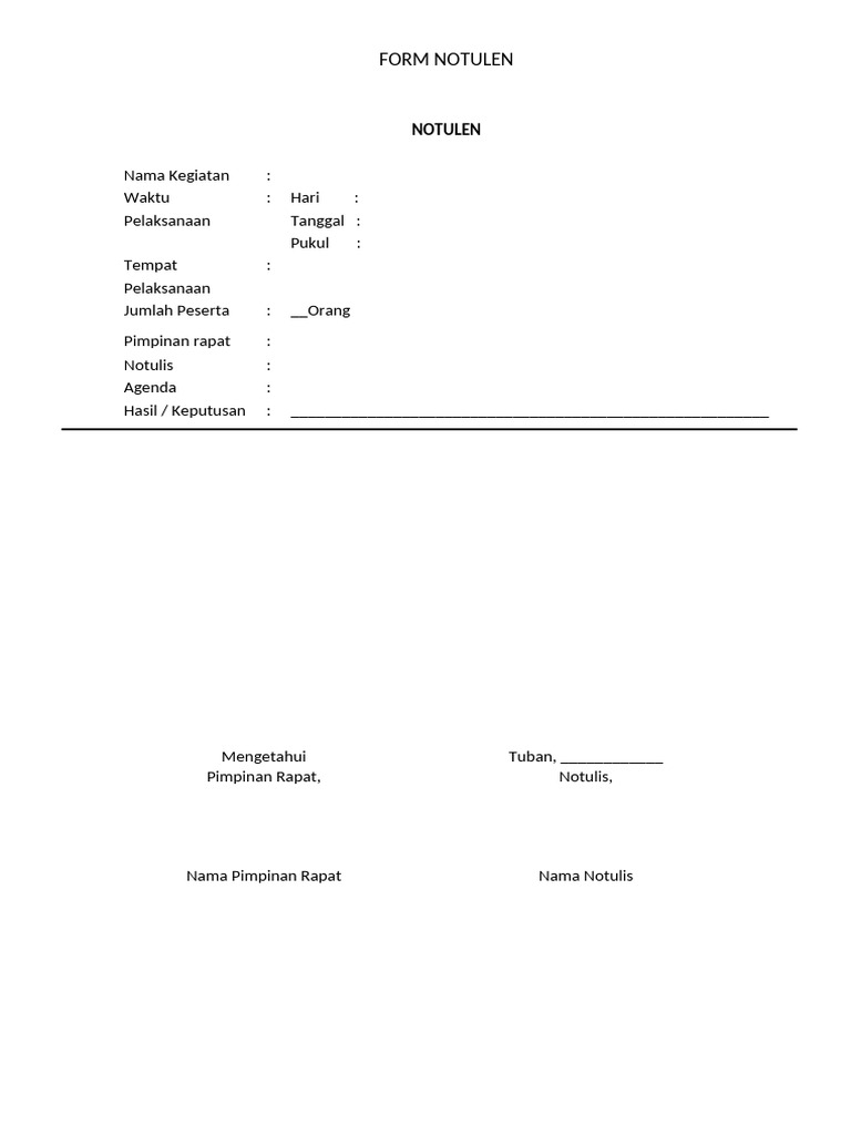 16. Notulen Kosong | PDF