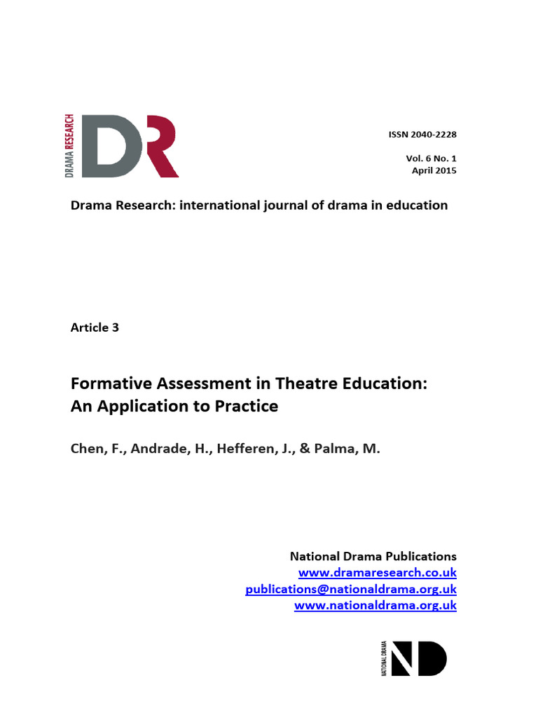 Formative Assessment in Theatre Education | PDF | Educational ...