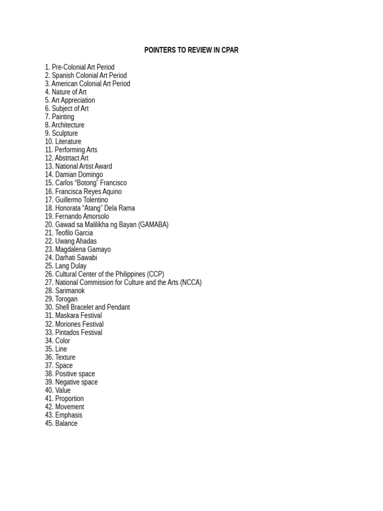 Pointers to Review in Cpar | PDF