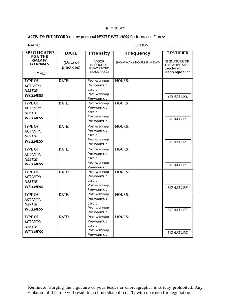 Fiit Plan For Nestle Wellness | PDF | Aerobic Exercise | Sports Science